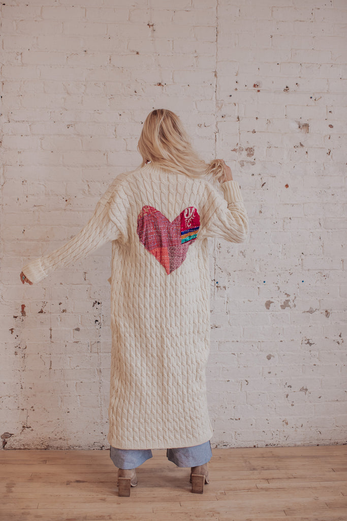 Cable Knit Sari Cream- 1- SM | Ellemairco